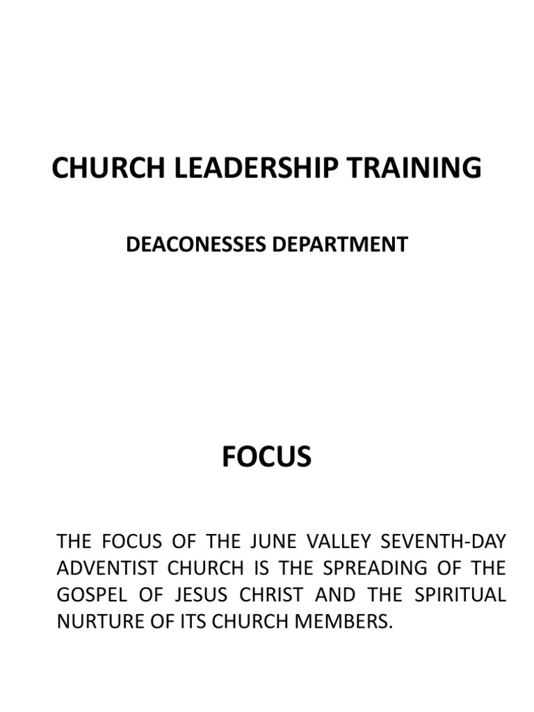 Church Leadership Training: Deaconesses Department | PDF | Deacon ...