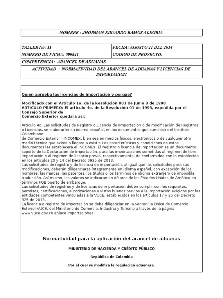 Licencias de Importacion | PDF | aduana | Pagos