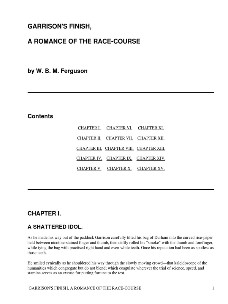Garrison's Finish: A Romance of The Race Course by Ferguson, W. B. M ...