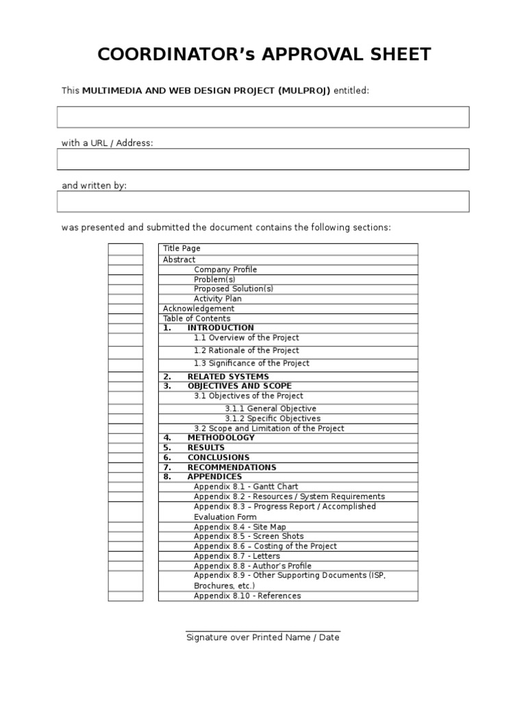 Coordinator's Approval Sheet | PDF