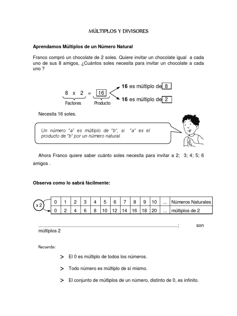 Ejercicios de Múltiplos y Divisores | PDF | Matemática Elemental | Números