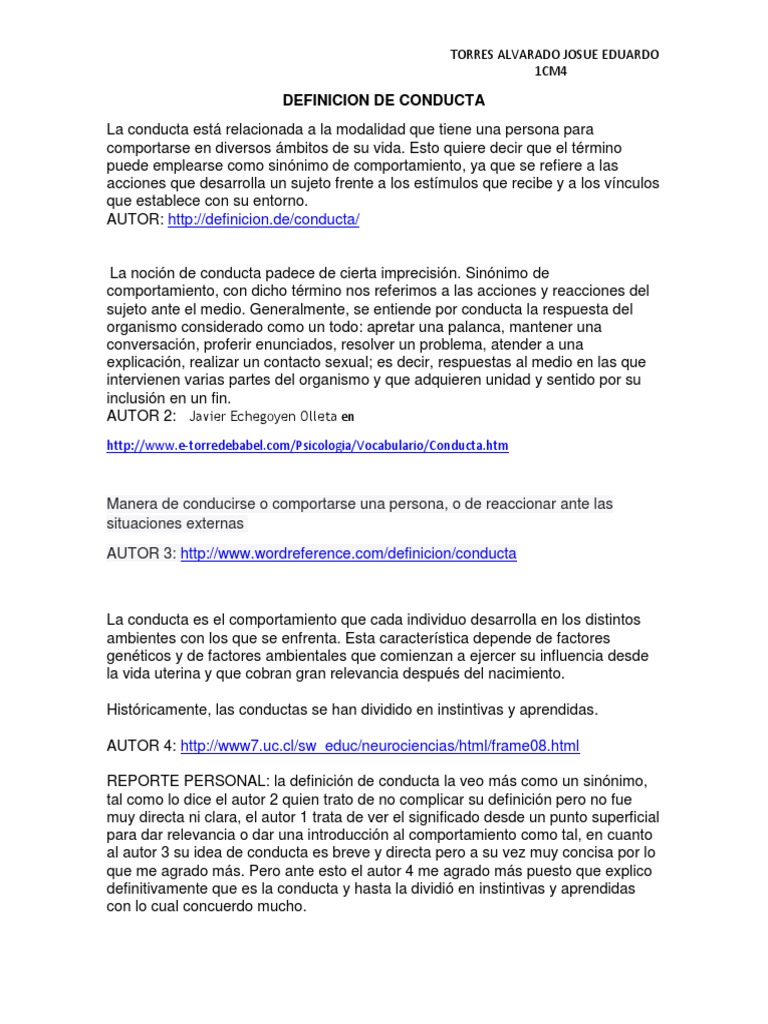 Definicion de Conducta | PDF | Psicología industrial y organizacional ...