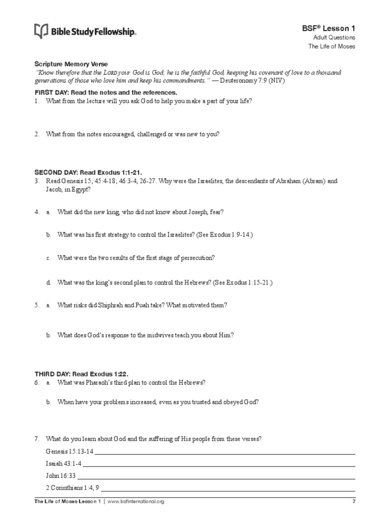 Life Of Moses Bible Study