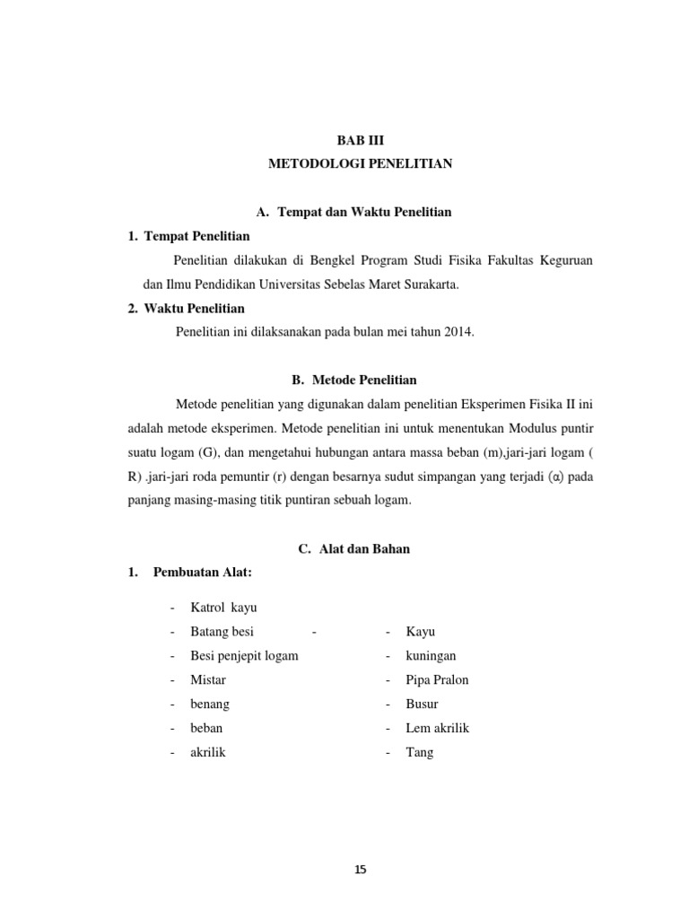 BAB III Pembuatan Alat Praktikum Modulus Puntir | PDF | Sains ...