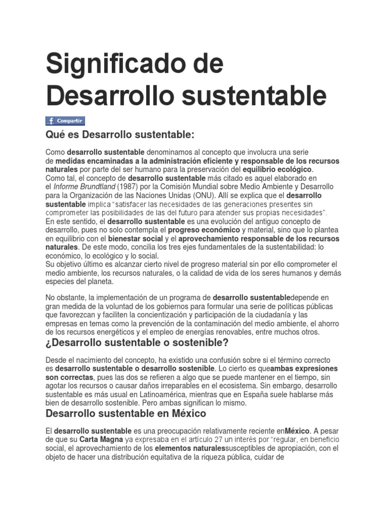Definición de Desarrollo Sustentable | PDF | Desarrollo sostenible ...