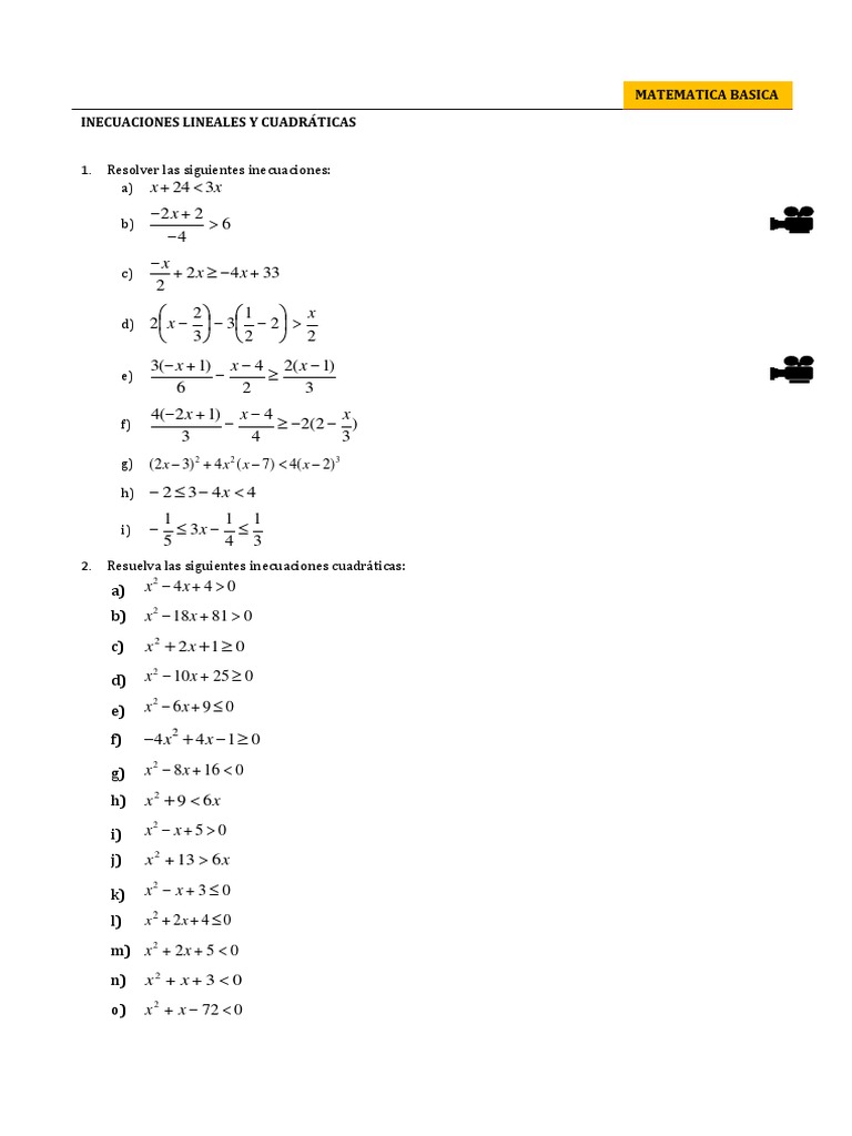 Ht1 Inecuaciones Lineales-Cuadraticas-Polinomiales y Racionales | PDF | Euro | Medicamentos con ...