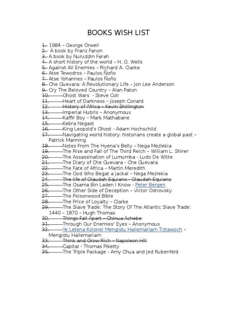 Books Wish List | PDF | History | Young Adult