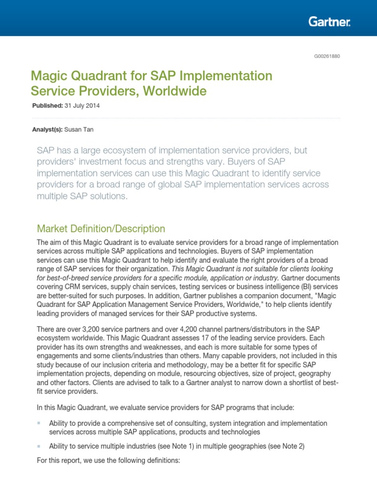 Magic Quadrant For Sap Imple 261880 | PDF | Sap Se | Cloud Computing