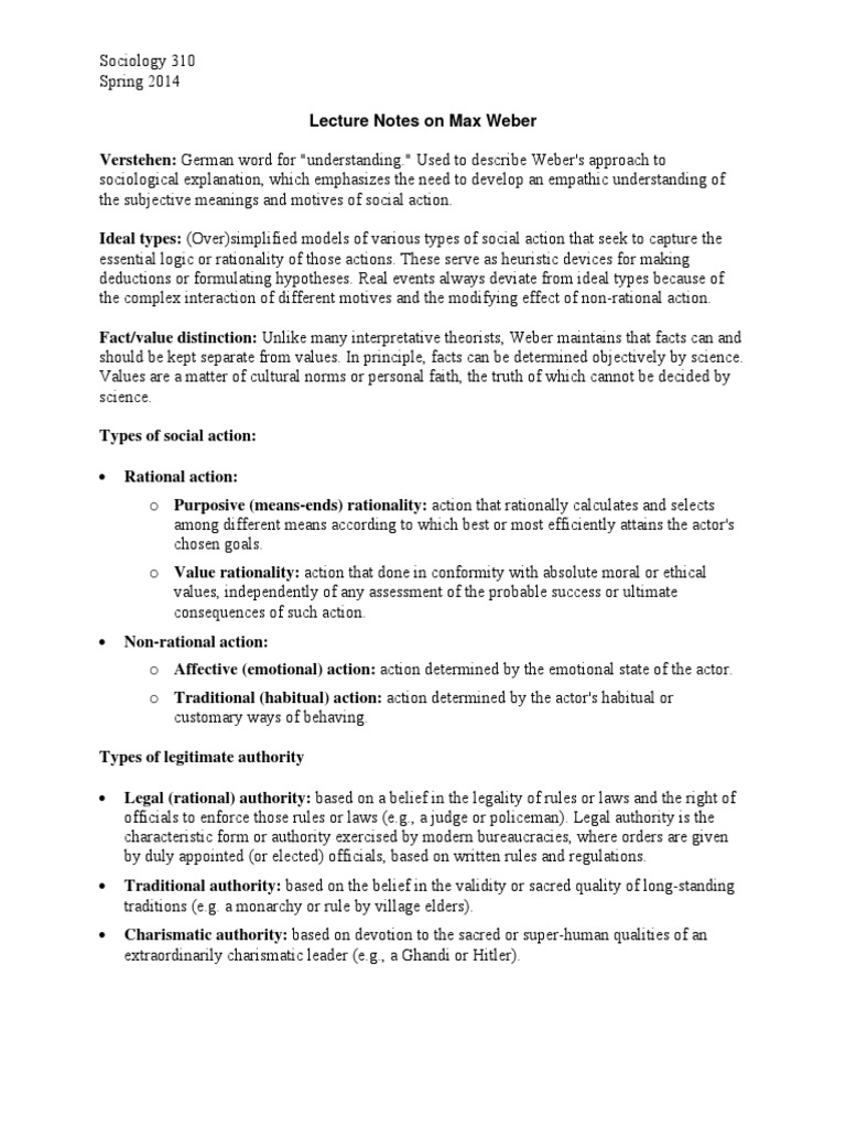 Weber Sociology | PDF | Max Weber | Rationality