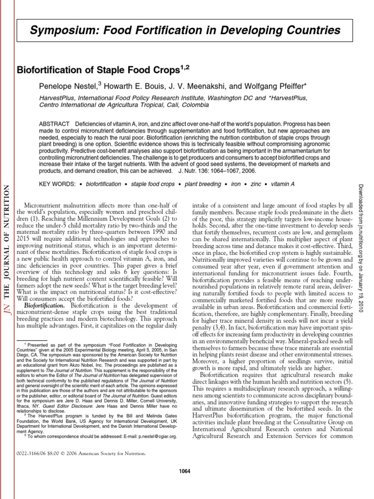 Biofortification of Staple Food Crops | PDF | Plant Breeding ...
