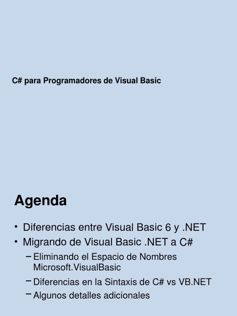 Diferencia Entre Csharp y Visual Basic | PDF | Básico | C Sharp ...