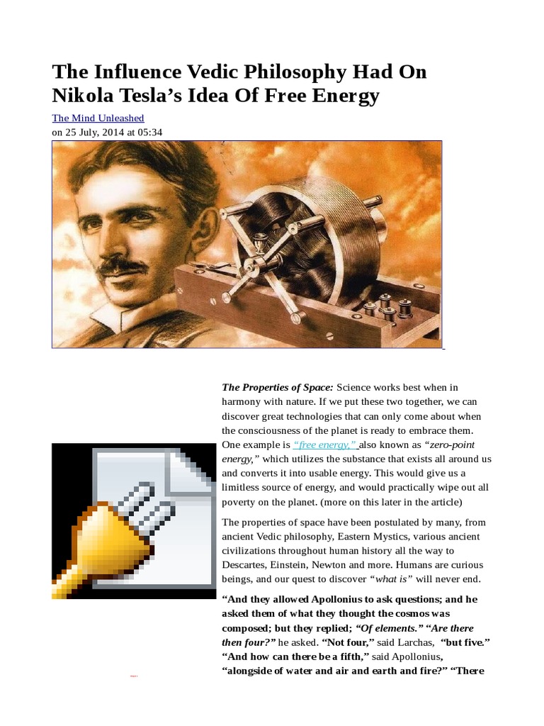 Nikola Tesla's Idea of Free Energy | PDF | Religion And Belief | Science