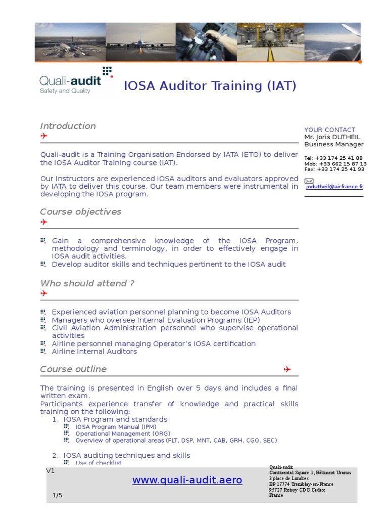 Iosa Auditor Training Presentation&Application Form en v12 | PDF | Business