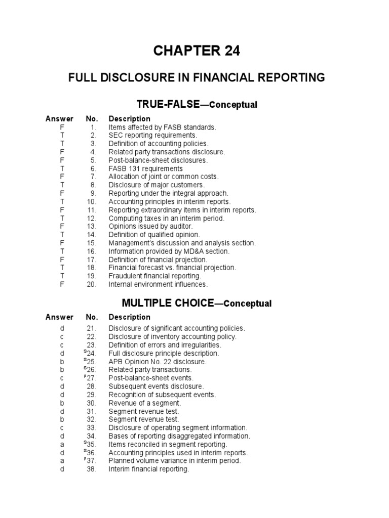 Full Disclosure in Financial Reporting | PDF | Financial Accounting ...
