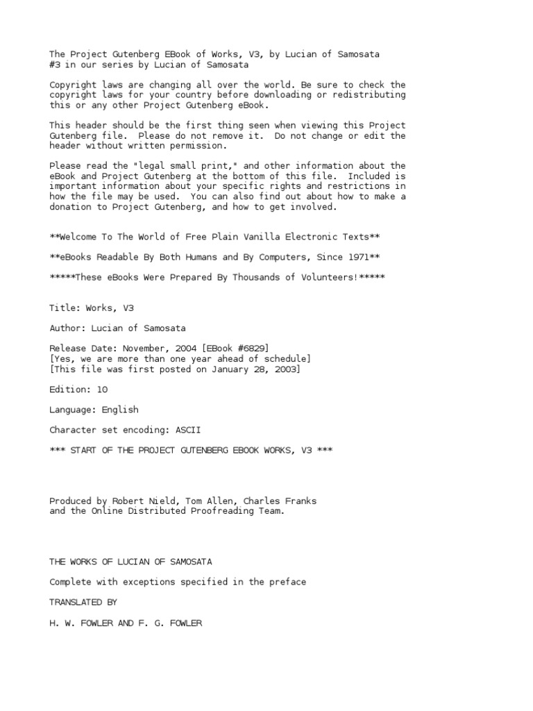 Works of Lucian of Samosata - Volume 03 by Lucian of Samosata, 120-180 ...