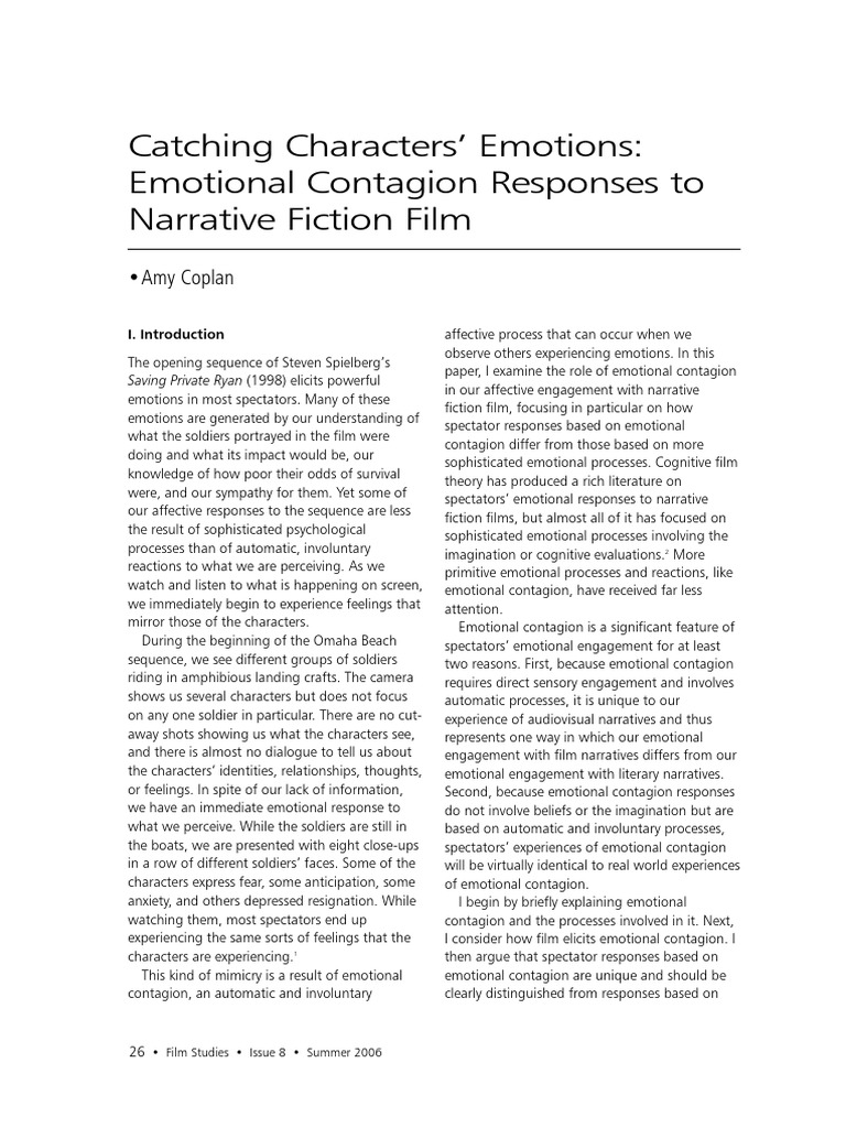 Catching Characters' Emotions Amy Coplan | PDF | Empathy | Emotions