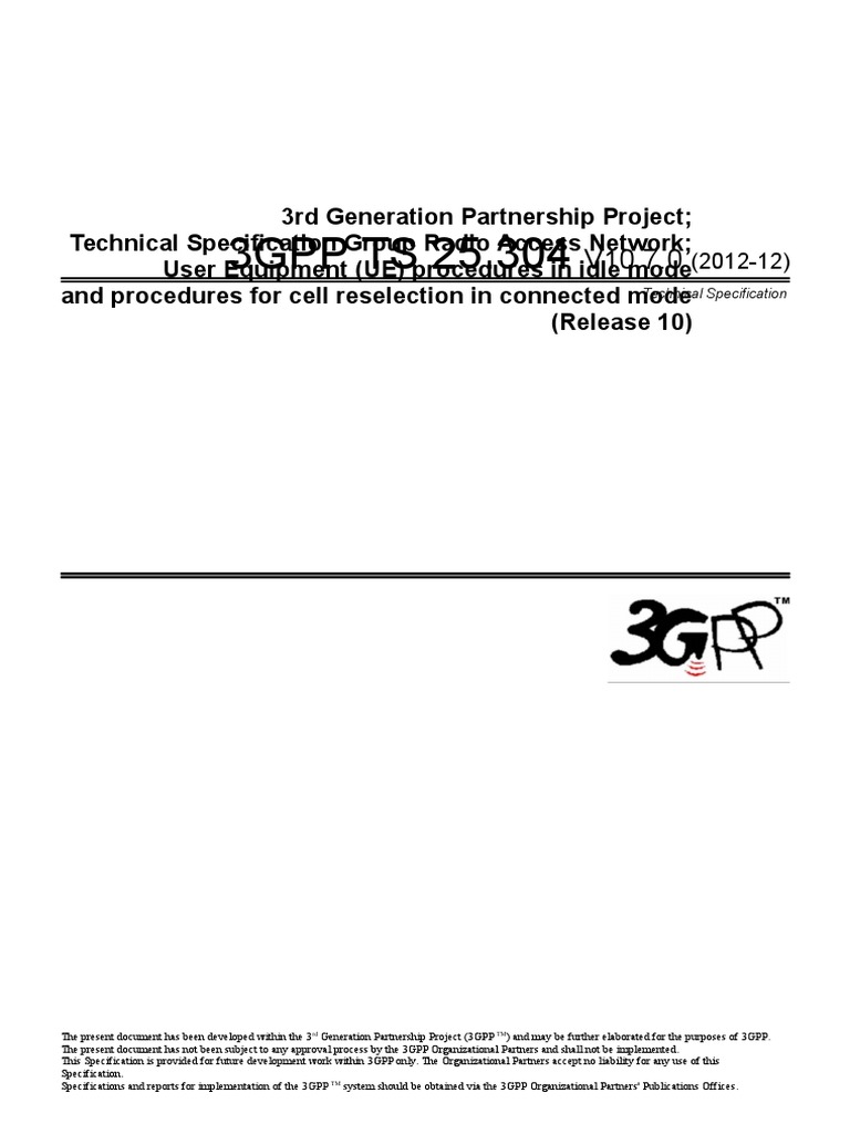 3GPP TS 25.304 | PDF | 3 Gpp | Specification (Technical Standard)