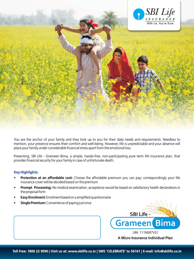 SBI LIFE INSURANCE - GrameenBima Brochure | PDF | Tax Refund | Life ...