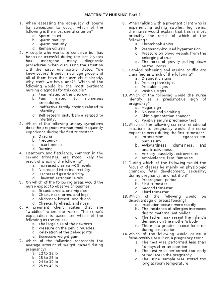 Maternity Nursing: Key Concepts & FAQs | PDF | Pregnancy | Miscarriage