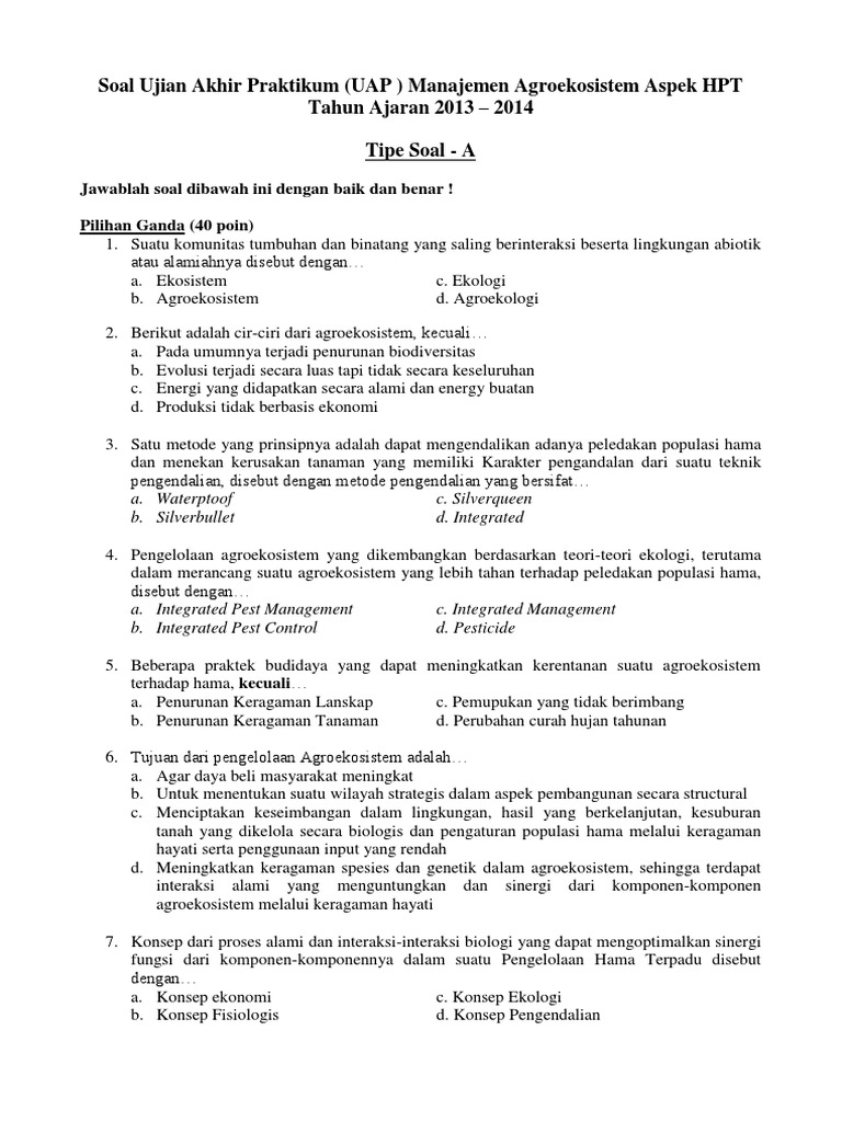 Soal Uap Maes HPT - Tipe A | PDF | Sains & Matematika | Teknologi & Rekayasa