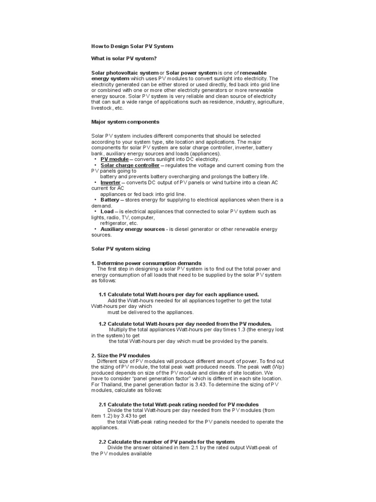 How To Design Solar PV System | PDF | Photovoltaic System | Photovoltaics
