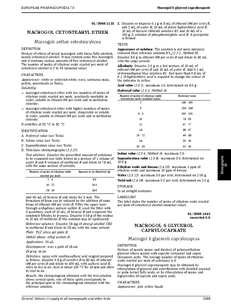 Macrogol Cetostearyl Ether | Solubility | Ethanol