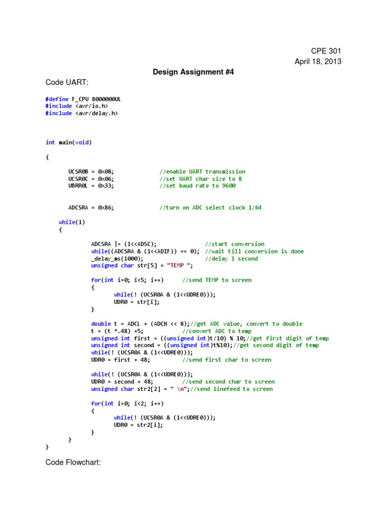HW Cpe 301 Uart | PDF | Analog To Digital Converter | Integer (Computer Science)