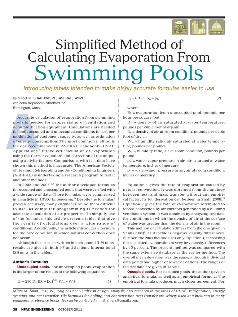 Pool Evaporation Rate Calculation Guide | PDF | Fahrenheit | Celsius