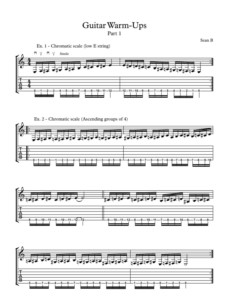 Guitar Warm-Ups - Full Score | PDF | Gammes musicales | Instrument de ...