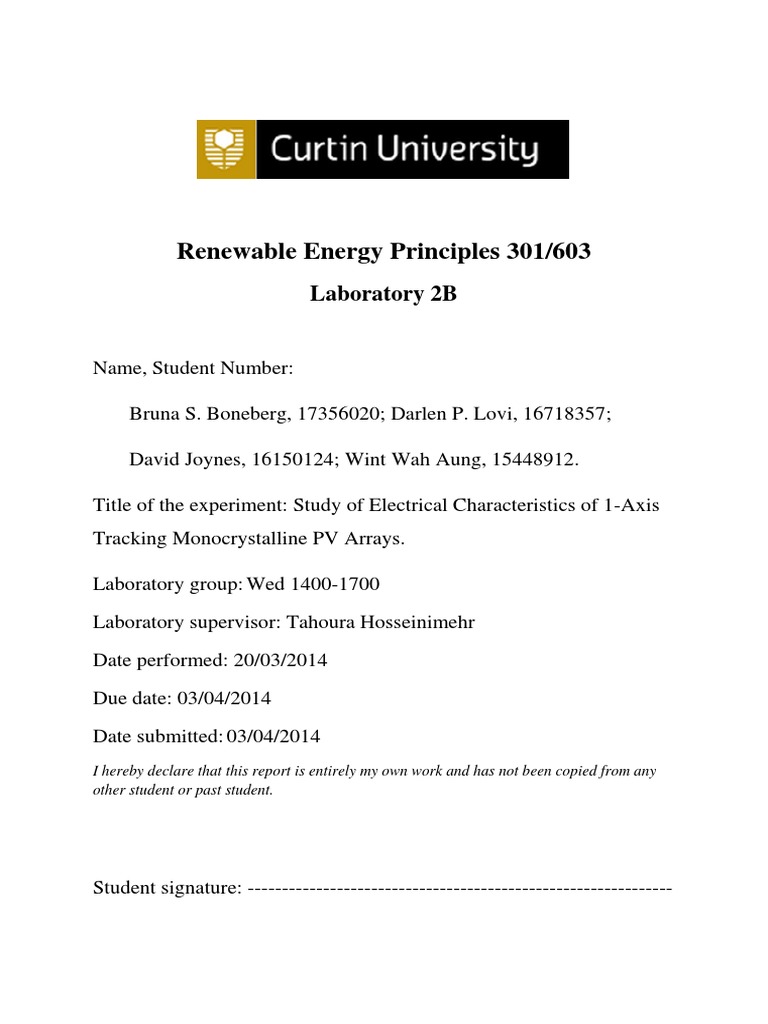Renewable Energy Principles Lab 2 | PDF | Photovoltaics | Solar Cell