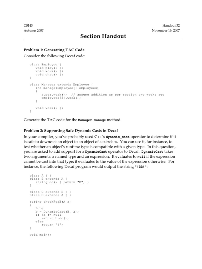 32 Section Handout | PDF | C (Programming Language) | Inheritance ...