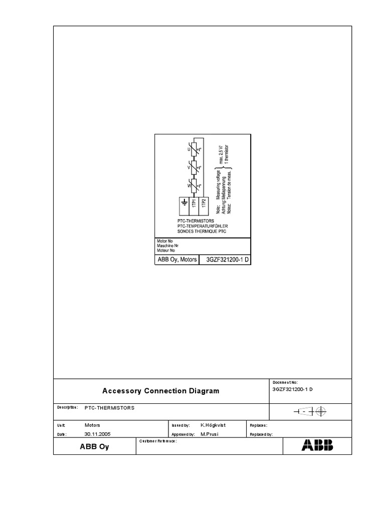 Connection Diagram 3 Pcs PTC-Thermistor LV Motors | PDF