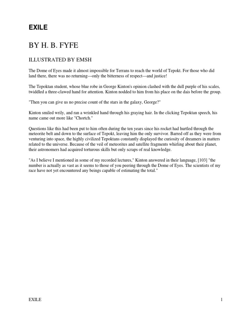 By H. B. Fyfe: Exile | PDF | Project Gutenberg | Public Domain