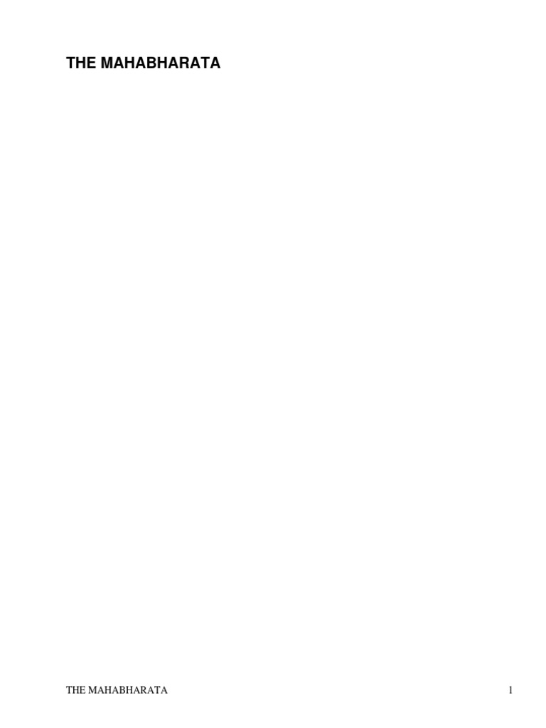 The Mahabharata of Krishna-Dwaipayana Vyasa Translated Into English Prose Vana Parva, Part 1 ...