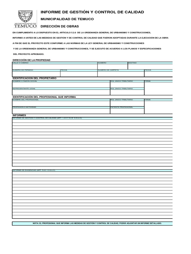 Informe de Control de Calidad en Obra | PDF | Tecnología
