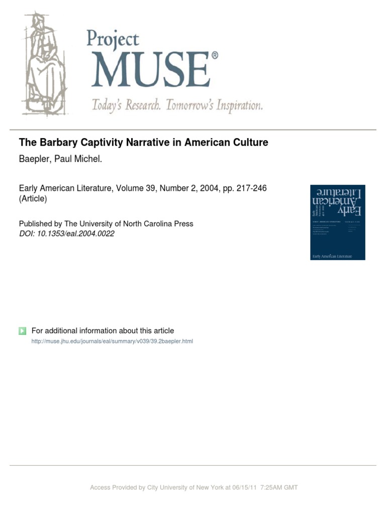 The Barbary Captivity Narrative in American Culture | PDF | Slavery ...