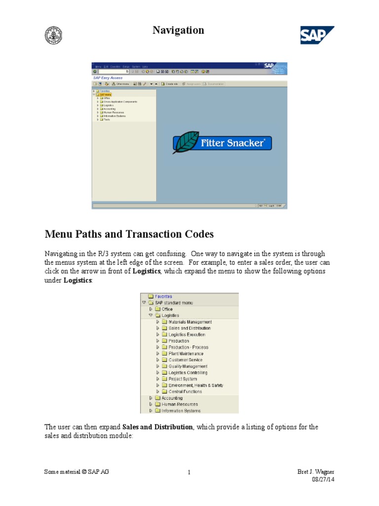 Navigation: Some Material © SAP AG Bret J. Wagner 08/27/14 1 | PDF | Menu (Computing) | Icon ...
