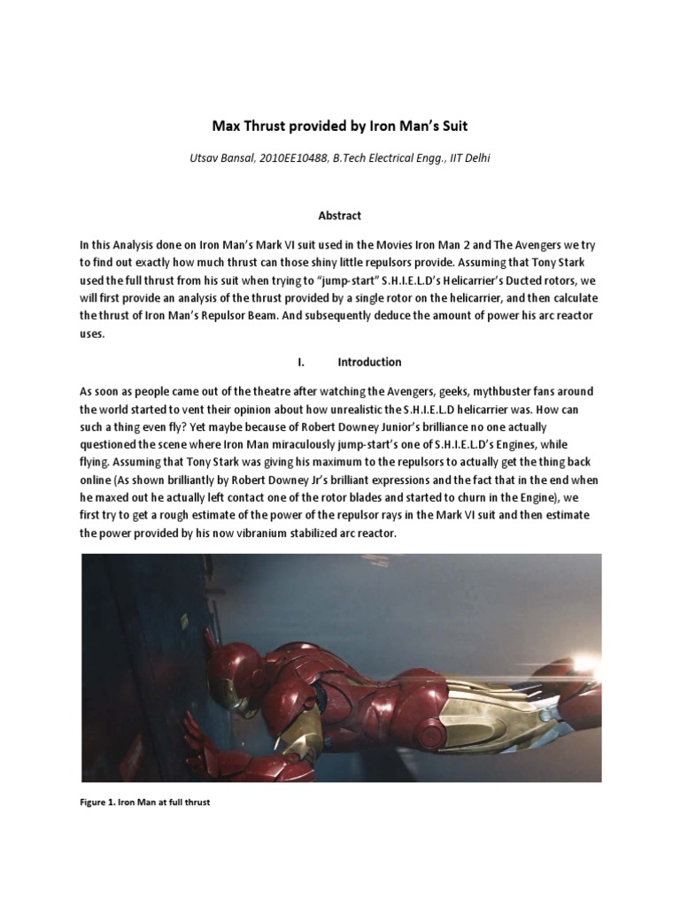 Max Thrust Provided by Iron Man's Suit | Technology (General) | Science