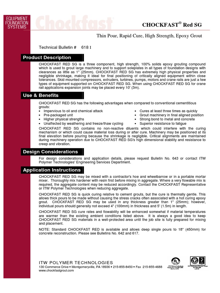 Chockfast Red SG TDS | PDF | Epoxy | Concrete