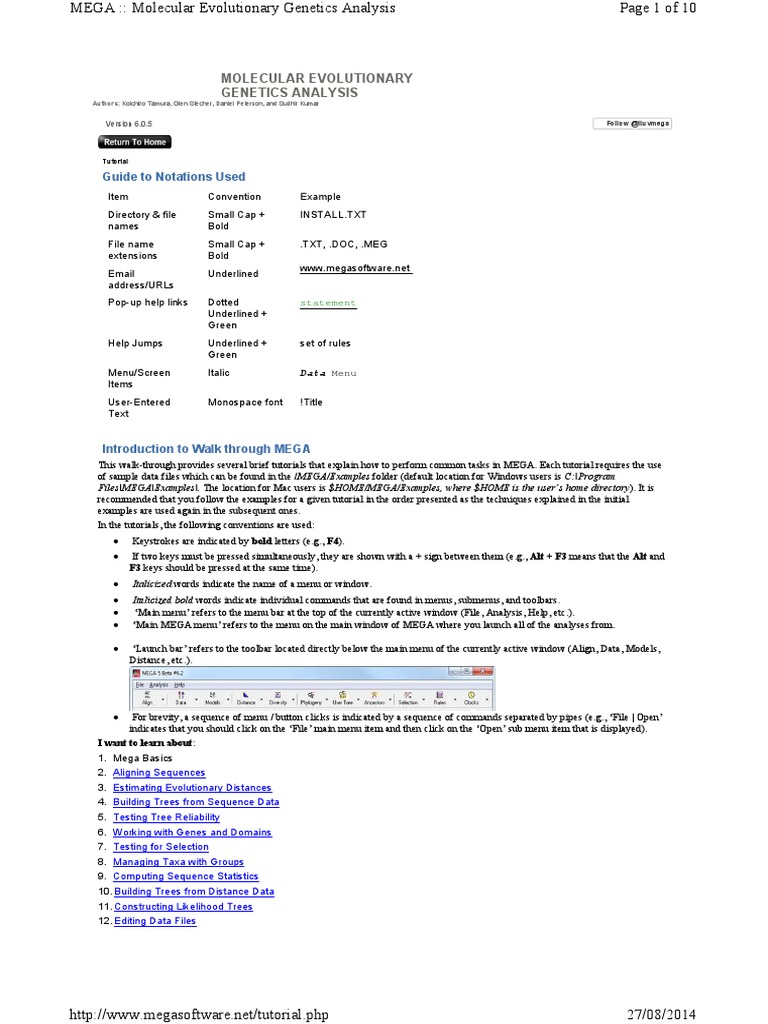 Mega6 Tutorial Pdf Sequence Alignment Phylogenetic Tree