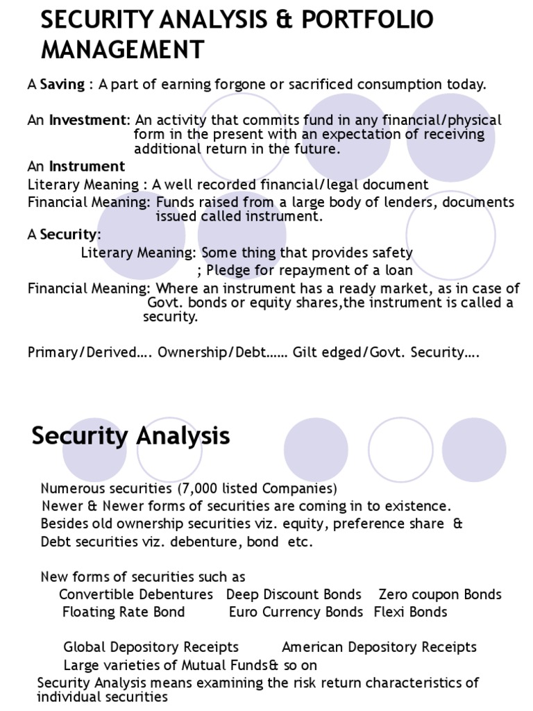 Security Analysis & Portfolio Management by Ankur Mittal | PDF ...