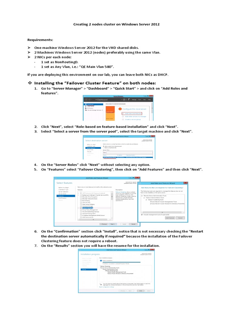 Creating 2 Nodes Cluster On Windows Server 2012 | PDF | Computer ...