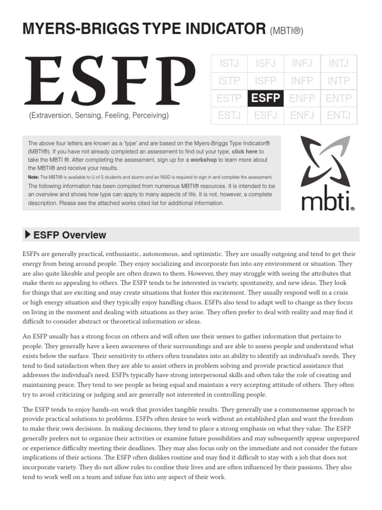 ESFP | Tests | Psychology & Cognitive Science