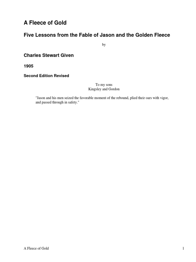 A Fleece of Gold Five Lessons From The Fable of Jason and The Golden ...