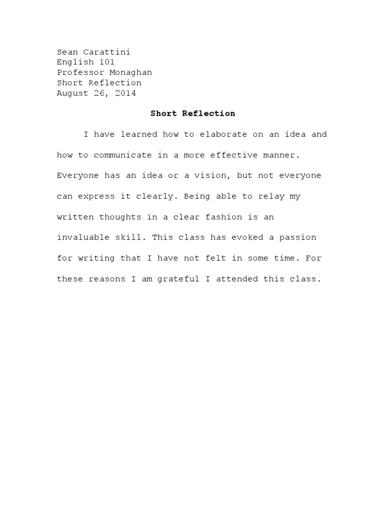 Reflection on Writing Skills Development | PDF