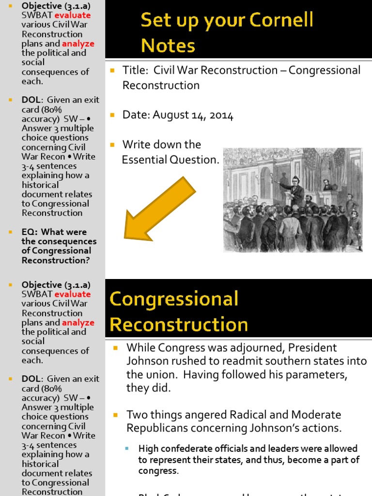 Congressional Reconstruction Analysis | PDF | Reconstruction Era ...