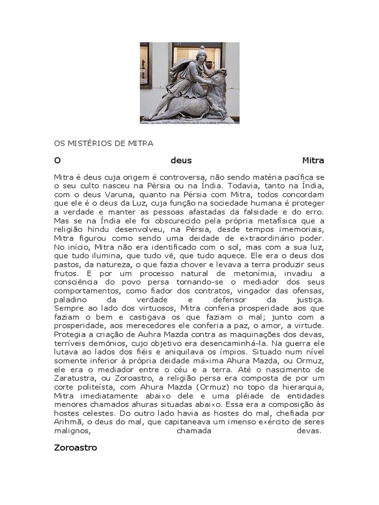 O deus Mitra na religião persa antiga: origem, papel e influência no ...