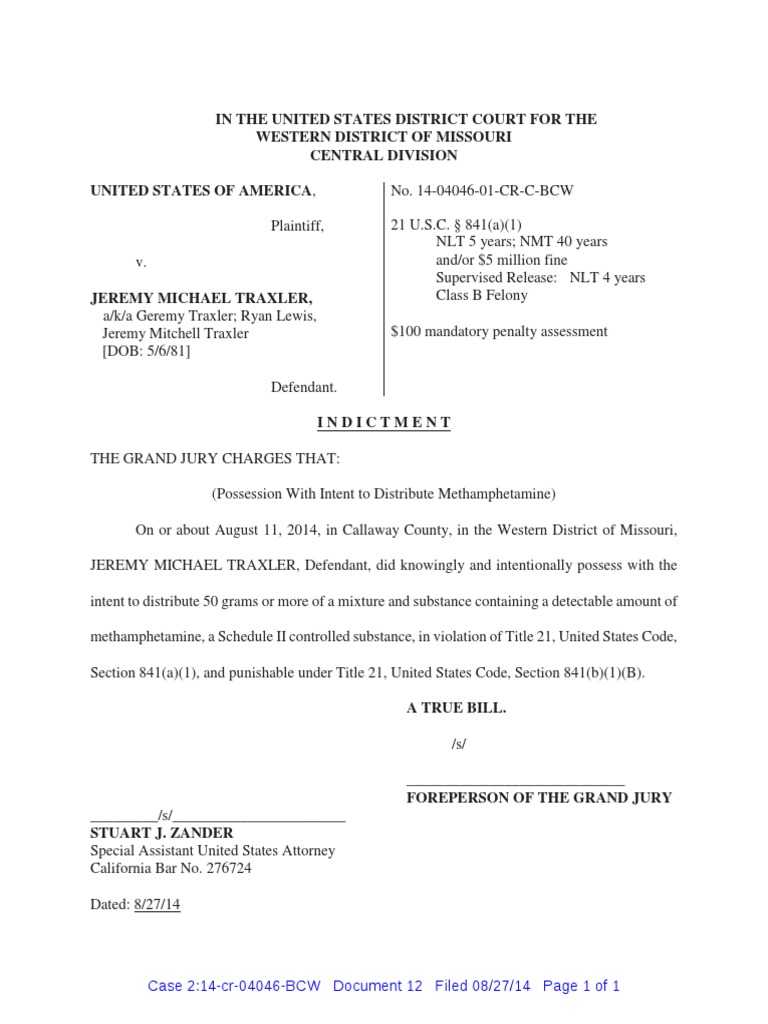 Jeremy Traxler Indictment Document | PDF