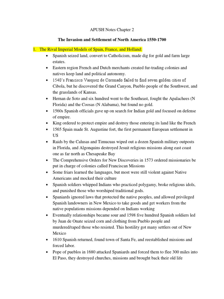 APUSH Chapter 2: Colonial Settlements | PDF | Iroquois | Puritans