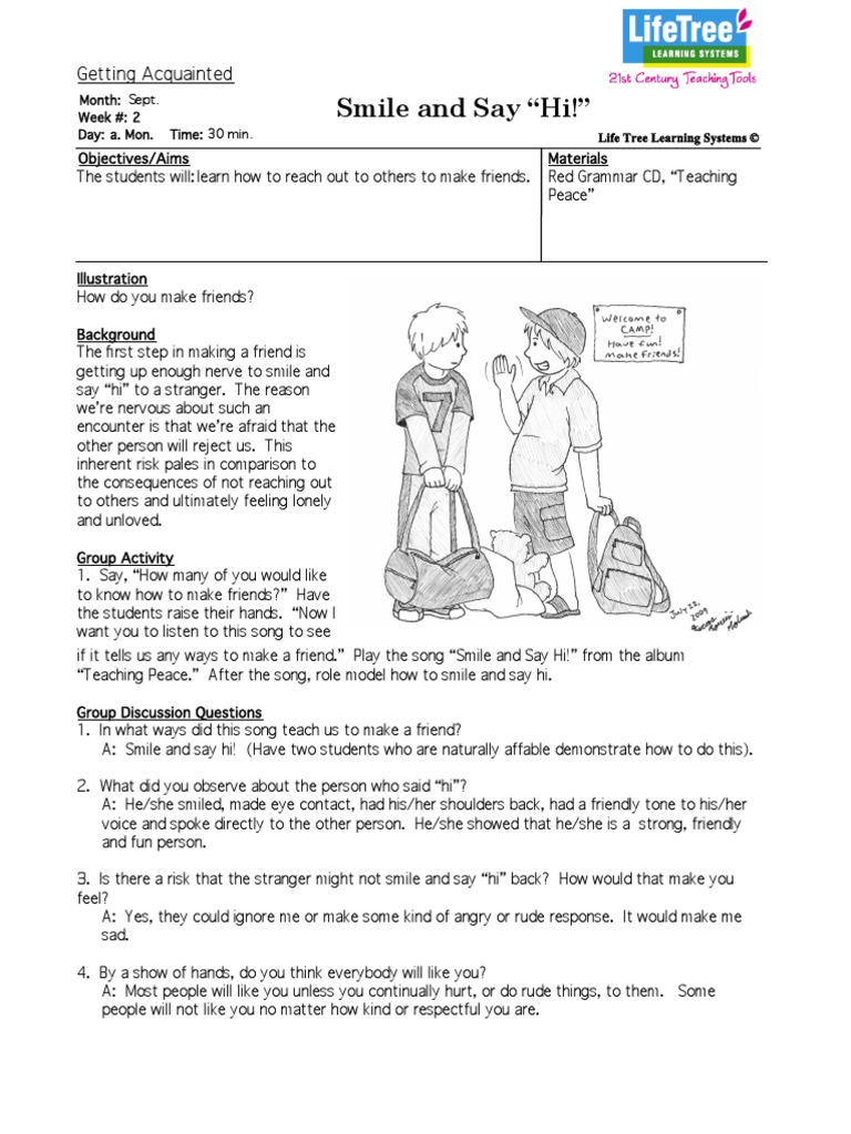 Smile and Say "Hi!": Getting Acquainted | PDF | Teaching And Learning ...